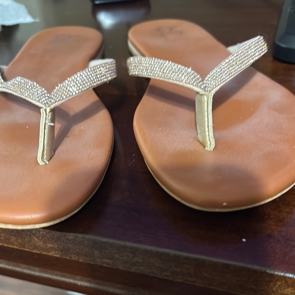 Grace | Shoes | Grace Tan And Gold Sandals With Sparkling Straps | Poshmark